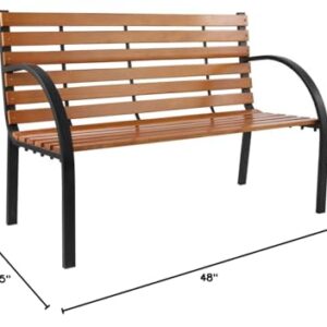 Garden Bench,Outdoor Bench Patio Bench for Metal Bench Park with Armrests Sturdy Hardwood Cast Iron for Yard (48")