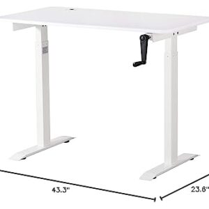 UNICOO - Crank Adjustable Height Standing Desk, Adjustable Sit to Stand up Desk,Home Office Table, Computer Table, Portable Writing Desk, Study Table (White Top/White Frame - NTCSET-01-WW)