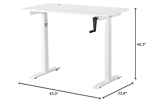 UNICOO - Crank Adjustable Height Standing Desk, Adjustable Sit to Stand up Desk,Home Office Table, Computer Table, Portable Writing Desk, Study Table (White Top/White Frame - NTCSET-01-WW)