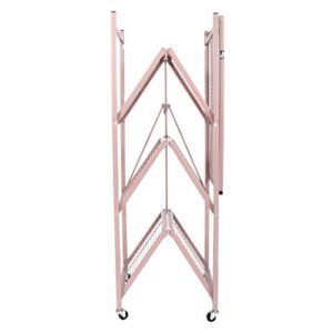 Origami R5 Foldable 4-Tier Garage Shelving Heavy Duty Shelving with Wheels, Metal Storage Rack Holds 1000 pounds, Garage Storage Rack & Organization, Storage Shelving (Rose Gold, R5 2-Pack)