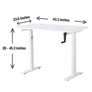 UNICOO - Crank Adjustable Height Standing Desk, Adjustable Sit to Stand up Desk,Home Office Table, Computer Table, Portable Writing Desk, Study Table (White Top/White Frame - NTCSET-01-WW)