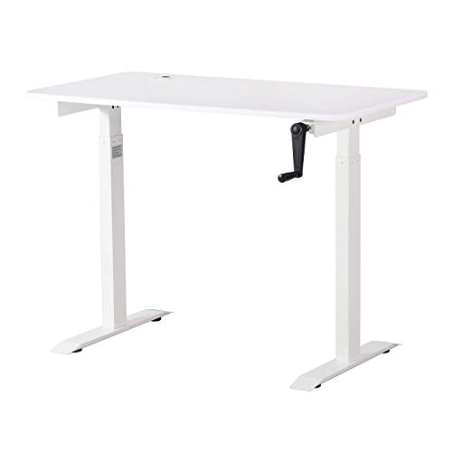 UNICOO - Crank Adjustable Height Standing Desk, Adjustable Sit to Stand up Desk,Home Office Table, Computer Table, Portable Writing Desk, Study Table (White Top/White Frame - NTCSET-01-WW)