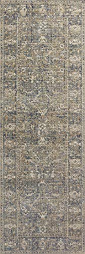 Loloi Chris Loves Julia Rosemarie 7'-10" x 10' Area Rug in Sand/Lagoon - Classic No-Shed Area Rug, Soft Living Room Rug, Antique Inspired Modern Rug for Living Area, Bedroom, Dining Room