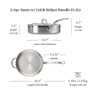 Hestan - ProBond Collection - Professional Clad Stainless Steel Sauté Pan, Induction Cooktop Compatible, 3.5 Quart