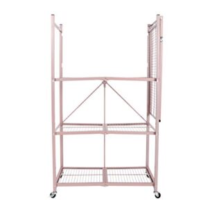 Origami R5 Foldable 4-Tier Garage Shelving Heavy Duty Shelving with Wheels, Metal Storage Rack Holds 1000 pounds, Garage Storage Rack & Organization, Storage Shelving (Rose Gold, R5 2-Pack)