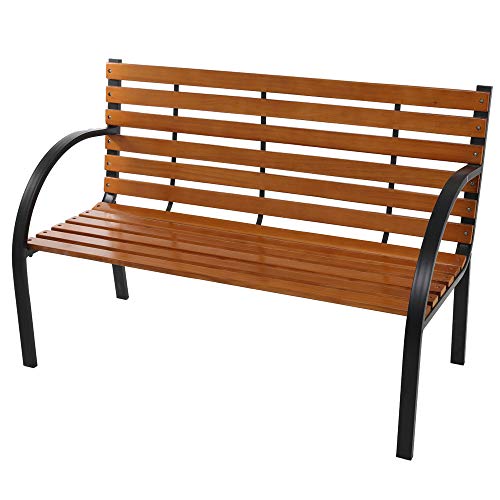 Garden Bench,Outdoor Bench Patio Bench for Metal Bench Park with Armrests Sturdy Hardwood Cast Iron for Yard (48")