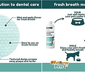 Wellnergy Pets Dental Care Combo for Dogs & Cats - Dental Water Additive 16 fl oz & Dental Wipes 100 Pads - Improves Oral Hygiene, No Brush Formula