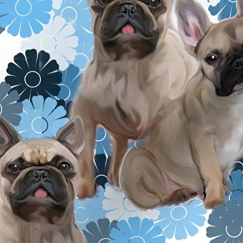 Spoonflower Fabric - French Bulldog Animals Dogs Puppies Pawprint Flowers Printed on Petal Signature Cotton Fabric Fat Quarter - Sewing Quilting Apparel Crafts Decor