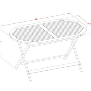 East West Furniture DIDK5CWNA 5 Piece Patio Garden Table Set Includes an Oval Outdoor Acacia Wood Dining Table and 4 Folding Side Chairs, 36x60 Inch, Natural Oil