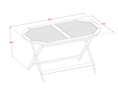 East West Furniture DIDK5CWNA 5 Piece Patio Garden Table Set Includes an Oval Outdoor Acacia Wood Dining Table and 4 Folding Side Chairs, 36x60 Inch, Natural Oil