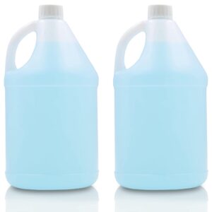 wuweot 2 pack 1 gallon hdpe plastic jugs, empty bottle jug with child resistant airtight lids for home and commercial use, water storage containers for water, soaps, detergents, liquids