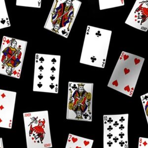 Spoonflower Fabric - Scattered Playing Cards Black Deck Gambling Casino Masculine Game Room Printed on Petal Signature Cotton Fabric Fat Quarter - Sewing Quilting Apparel Crafts Decor