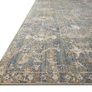 Loloi Chris Loves Julia Rosemarie 7'-10" x 10' Area Rug in Sand/Lagoon - Classic No-Shed Area Rug, Soft Living Room Rug, Antique Inspired Modern Rug for Living Area, Bedroom, Dining Room