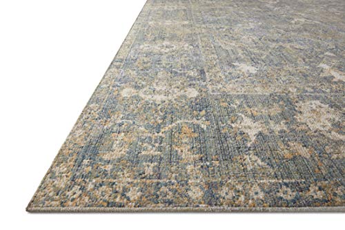 Loloi Chris Loves Julia Rosemarie 7'-10" x 10' Area Rug in Sand/Lagoon - Classic No-Shed Area Rug, Soft Living Room Rug, Antique Inspired Modern Rug for Living Area, Bedroom, Dining Room