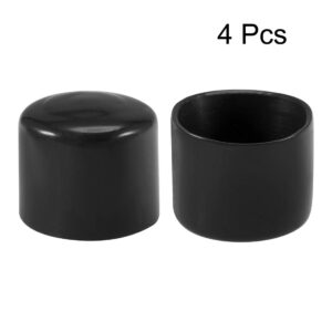 uxcell 4pcs Rubber End Caps 60mm ID Vinyl Round End Cap Cover Screw Thread Protectors Black