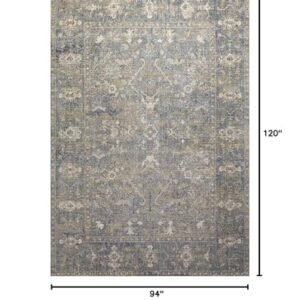 Loloi Chris Loves Julia Rosemarie 7'-10" x 10' Area Rug in Sand/Lagoon - Classic No-Shed Area Rug, Soft Living Room Rug, Antique Inspired Modern Rug for Living Area, Bedroom, Dining Room