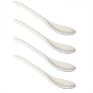 xmomx 4 pcs porcelain egg spoons ceramic spoons white 5 inch coffee dessert yogurt tea milky tea