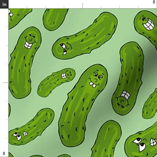 Spoonflower Fabric - Pretty Pickles Pickled Cucumbers Jars Faces Printed on Petal Signature Cotton Fabric Fat Quarter - Sewing Quilting Apparel Crafts Decor