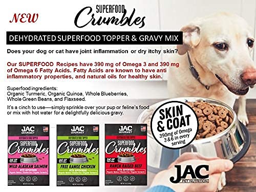 JAC Dog Food Topper and Gravy Mix – Free-Range Chicken with Postbiotics, Meal Enhancement Dog Food (Approximately 30 Servings) Made in The USA