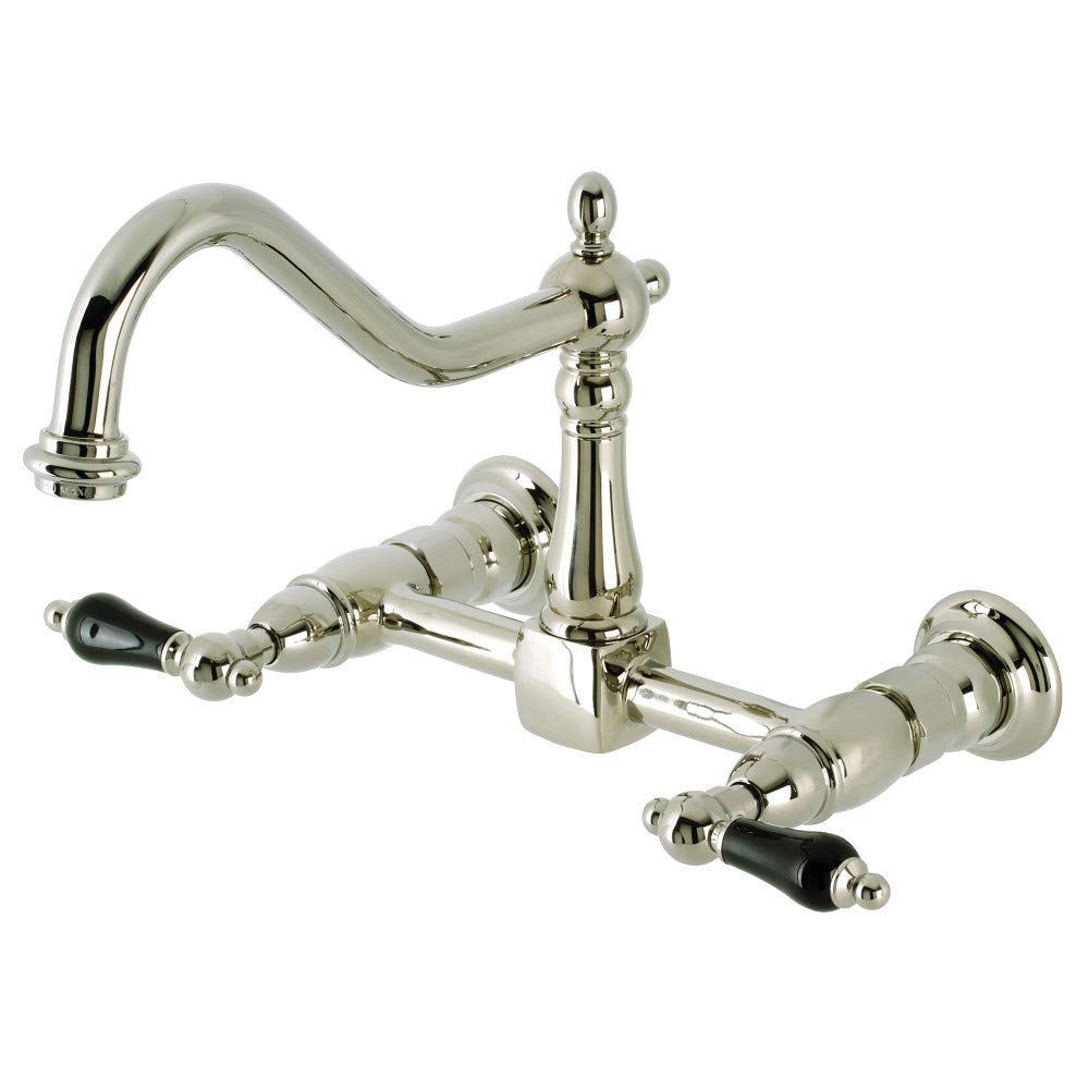 Kingston Brass KS1246PKL Duchess Two-Handle Wall Mount Bridge Kitchen Faucet, Polished Nickel