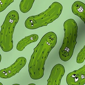 Spoonflower Fabric - Pretty Pickles Pickled Cucumbers Jars Faces Printed on Petal Signature Cotton Fabric Fat Quarter - Sewing Quilting Apparel Crafts Decor