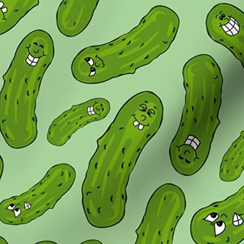 Spoonflower Fabric - Pretty Pickles Pickled Cucumbers Jars Faces Printed on Petal Signature Cotton Fabric Fat Quarter - Sewing Quilting Apparel Crafts Decor