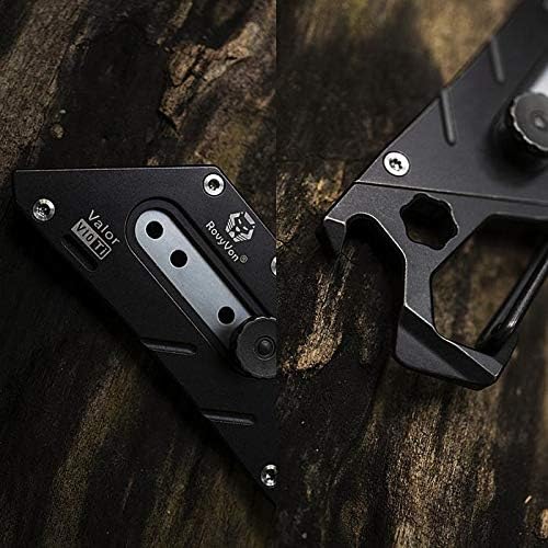 RovyVon V10 EDC Pocket Tool, Titanium Body, Utility Blade, Using for Bottle Open/Box Cutter/Keychain Carabiner, Multi-Tool with Straight Screwdriver/Hexagon Wrench, for Emergenies Outdoor