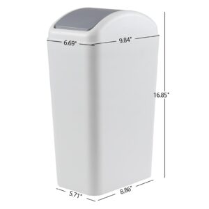 Dehouse 3 Gallon Trash Can with Swing-Top Lid, Plastic Swing-Top Trash Can (Grey)