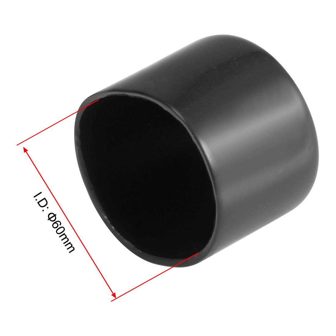 uxcell 4pcs Rubber End Caps 60mm ID Vinyl Round End Cap Cover Screw Thread Protectors Black