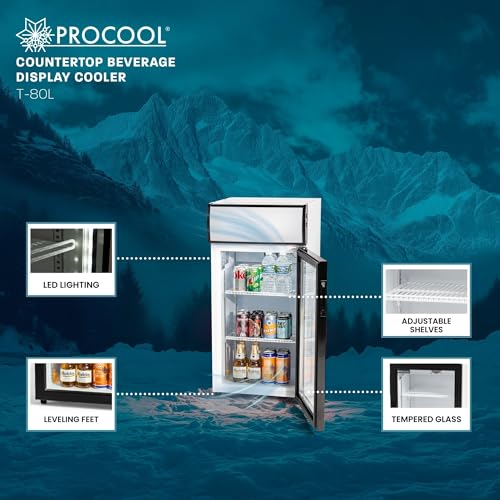 Glass Door Countertop Display Beverage Cooler, Merchandiser Refrigerator; 2.8 Cubic Ft.