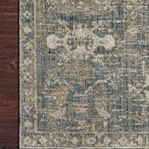 Loloi Chris Loves Julia Rosemarie 7'-10" x 10' Area Rug in Sand/Lagoon - Classic No-Shed Area Rug, Soft Living Room Rug, Antique Inspired Modern Rug for Living Area, Bedroom, Dining Room