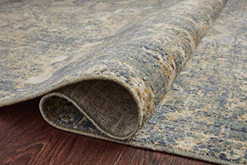 Loloi Chris Loves Julia Rosemarie 7'-10" x 10' Area Rug in Sand/Lagoon - Classic No-Shed Area Rug, Soft Living Room Rug, Antique Inspired Modern Rug for Living Area, Bedroom, Dining Room