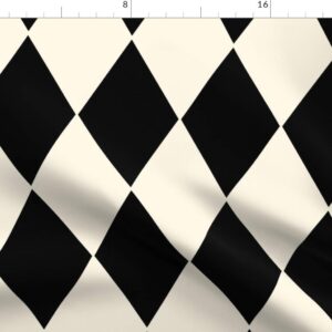 Spoonflower Fabric - Diamonds Cosmic Latte Black Large Cream Geometric Squares White Printed on Petal Signature Cotton Fabric Fat Quarter - Sewing Quilting Apparel Crafts Decor