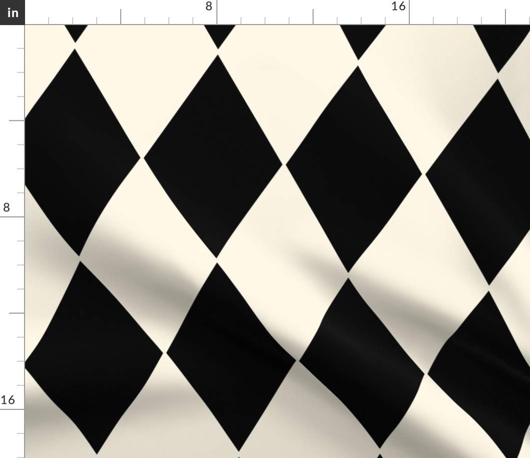 Spoonflower Fabric - Diamonds Cosmic Latte Black Large Cream Geometric Squares White Printed on Petal Signature Cotton Fabric Fat Quarter - Sewing Quilting Apparel Crafts Decor