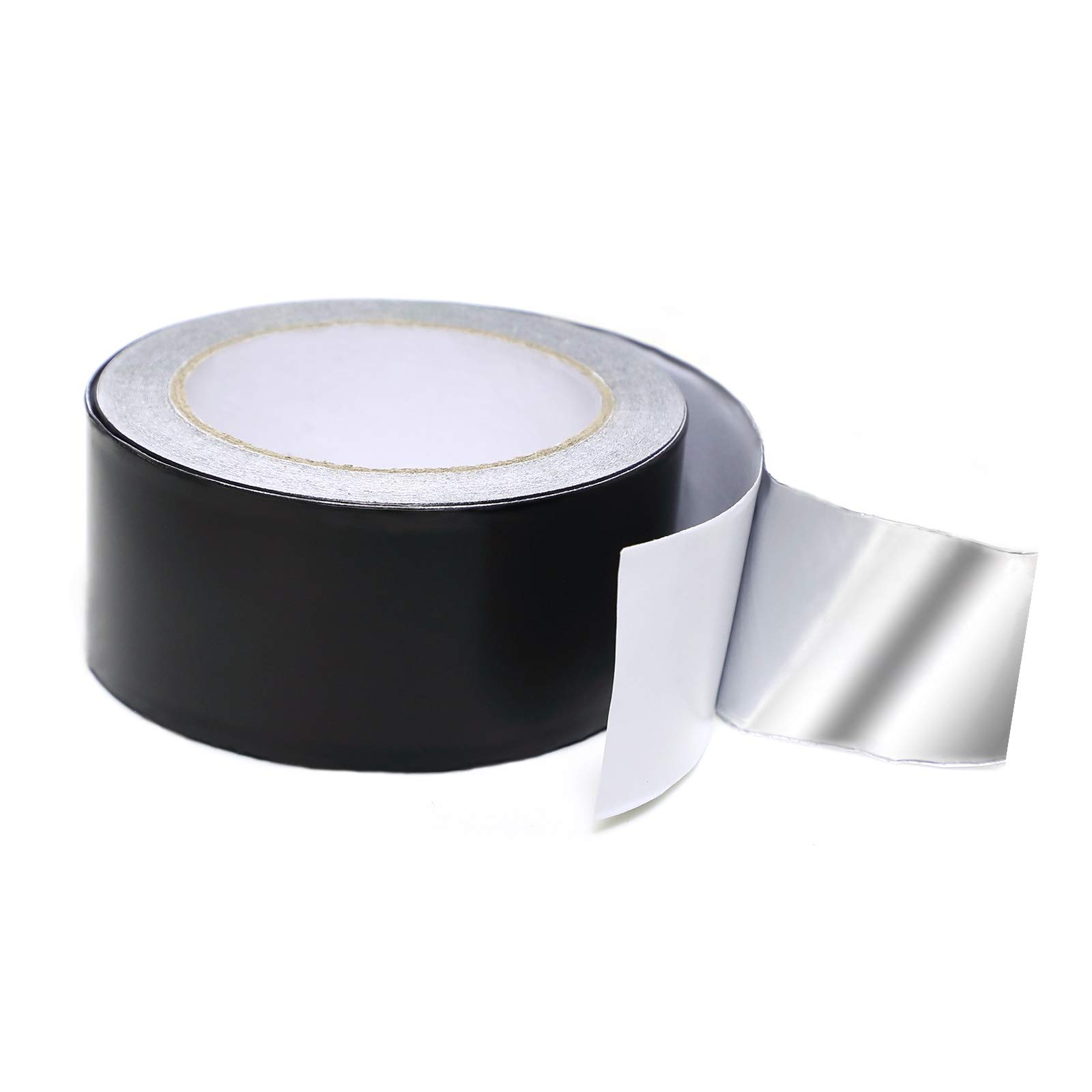 MISSYOUNG Aluminum Black Foil Tape 2 Inch x 64 Feet 3.9 Mil Thick Black Adhesive Aluminum Foil Tape High Temp Heavy Duty Adhesive HVAC Sealing Hot Cold Air Duct Tape for Pipe