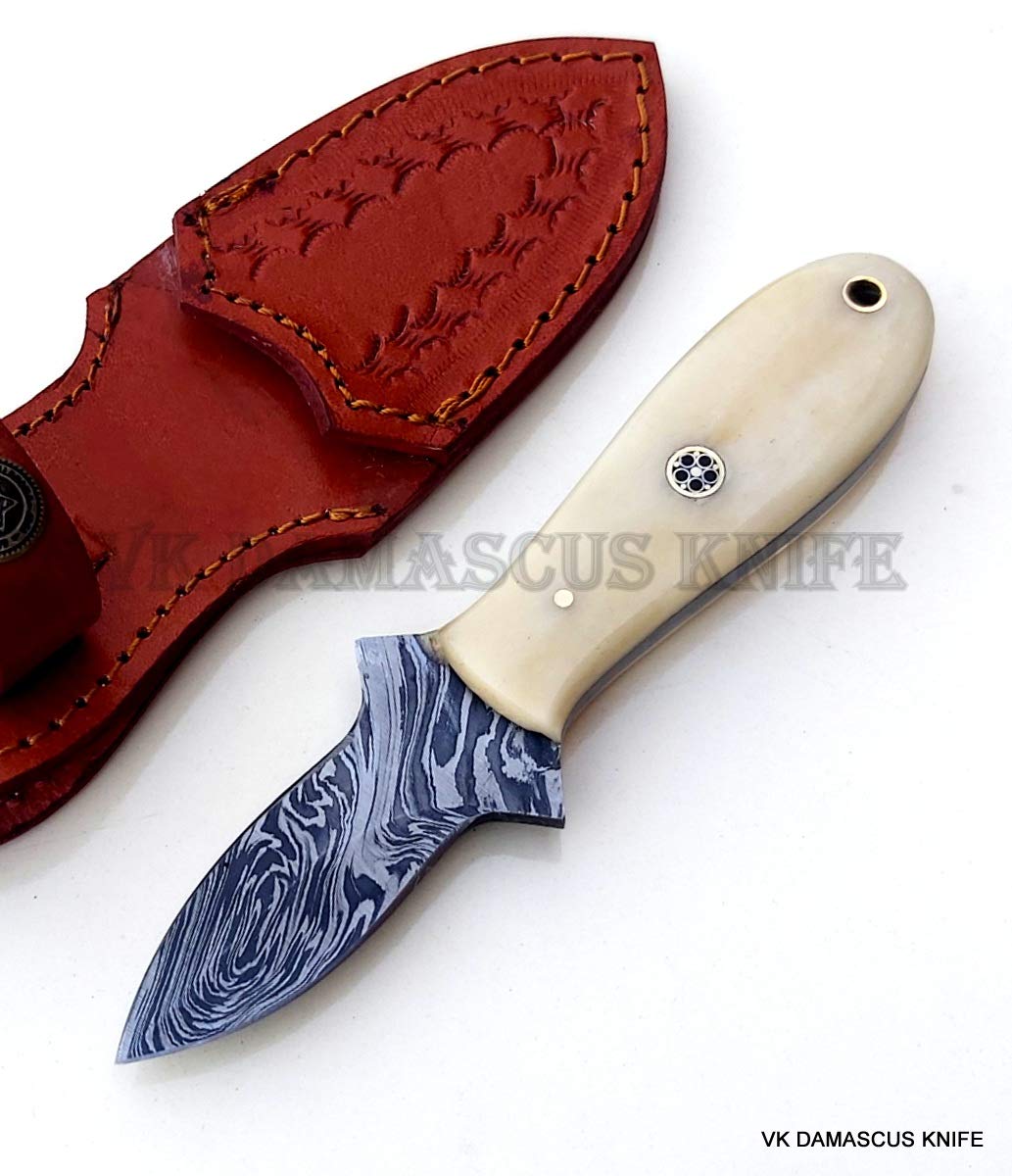 JNR Traders Oyster Knife, Oyster Shucking Knife, 6.5 Inch Oyster Shucker Tool with Sheath, Damascus Steel Blade Handmade Bone Handle 3521