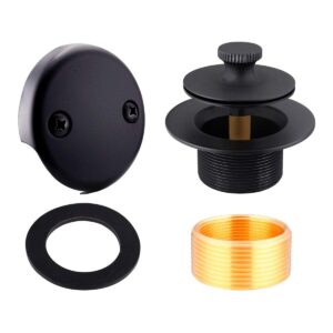 matte black bathtub drain conversion kit assembly, lift and turn tub drain kit, brass construction easy installation