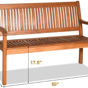 LDAILY Moccha Wood Outdoor Bench, Multi-use, Sturdy and Durable, Easy Assembly, Natural Teak Material, Ideal for Garden, Patio, Porch