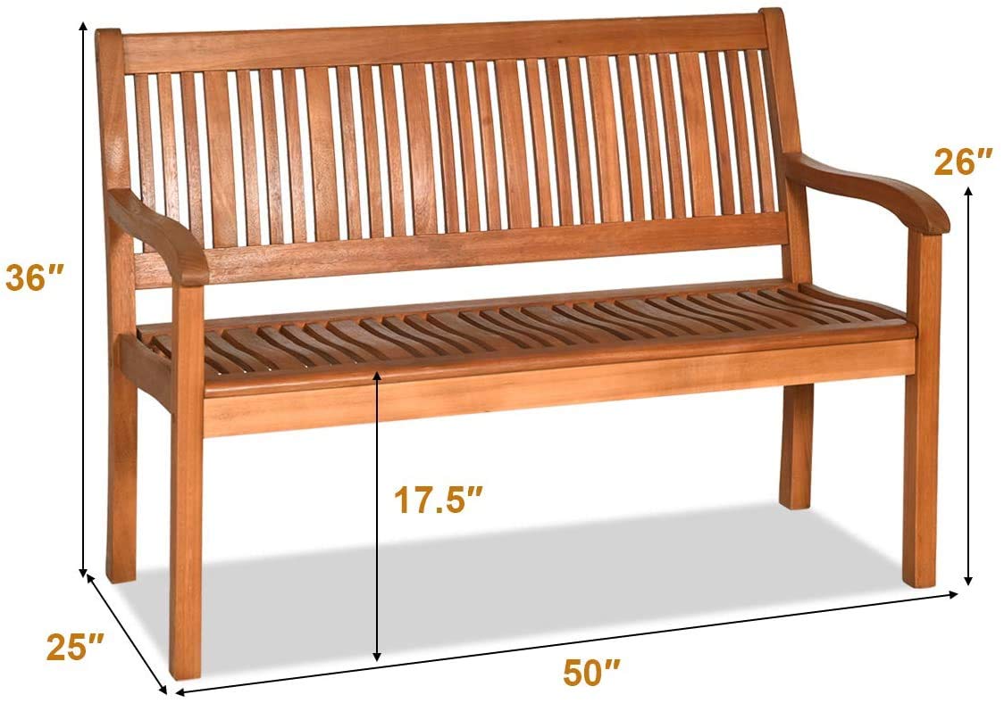 LDAILY Moccha Wood Outdoor Bench, Multi-use, Sturdy and Durable, Easy Assembly, Natural Teak Material, Ideal for Garden, Patio, Porch