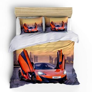 HipBee Kids Sports Car Comforter Sets Twin Size,Teens Boys Racing Car Bedding Sets with Pillowcases Bedroom Decor