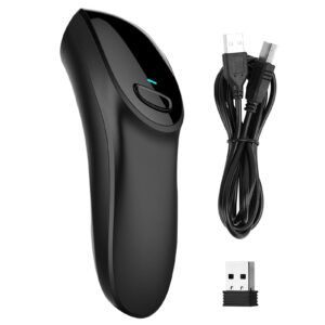 tharo 2.4g wireless barcode scanner 361 feet transmission distance usb cordless 1d 2d handheld barcode reader with receiver for store, supermarket, warehouse