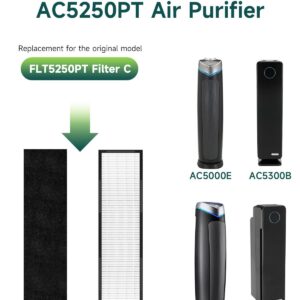 FLT5250PT Filter C Compatible with AC5250PT, AC5000E, AC5000, AC5300 Series Air Purifier, with Pet Pure Treatment, 2 True HEPA Filters & 8 Carbon Filters