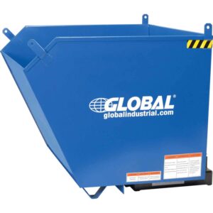 global industrial 1 cubic yard low-profile self-dumping forklift hopper, 6000 lb. cap.