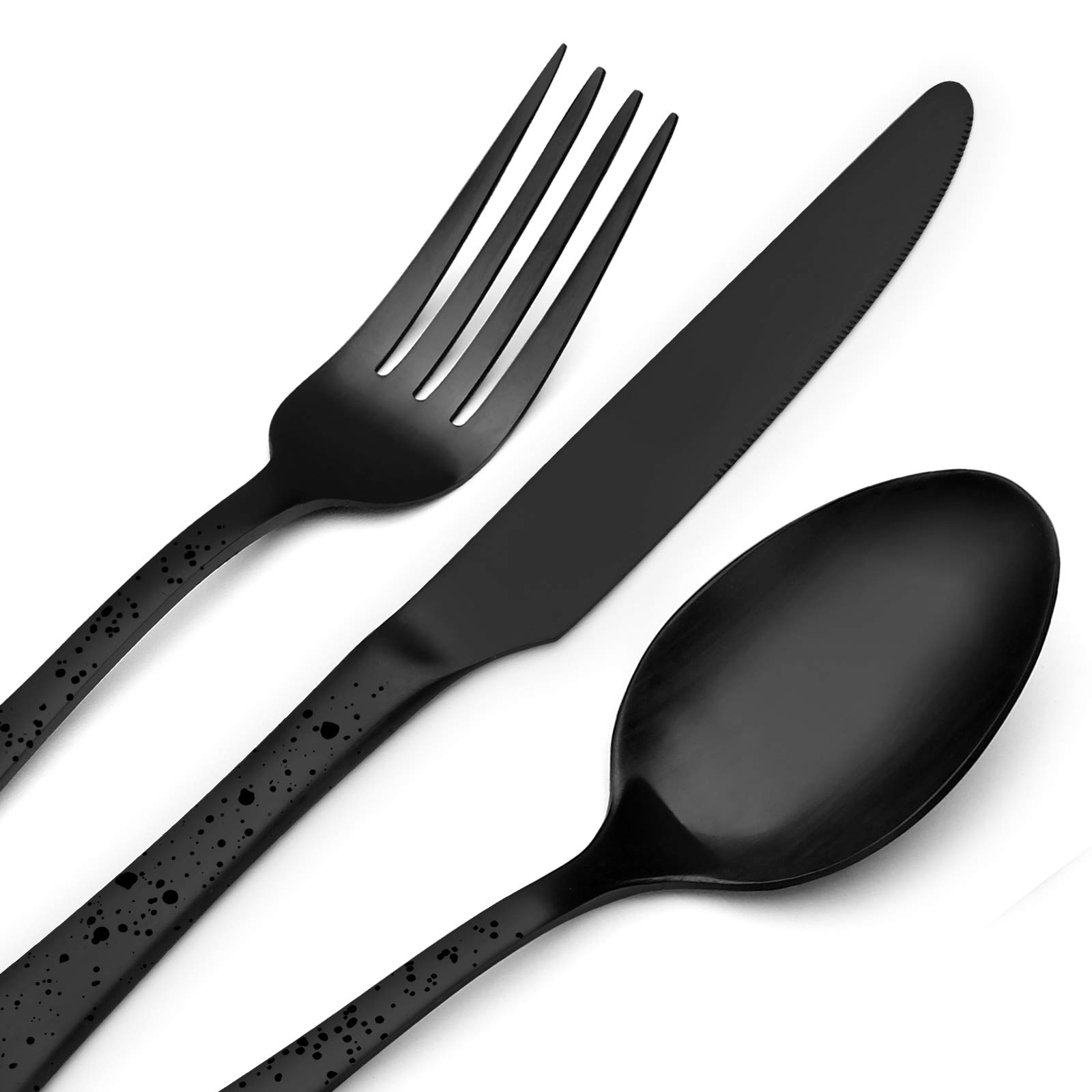 O.C.E. Matte Black Silverware Set, Stainless Steel Flatware Set, 20-Piece Tableware Cutlery Set Service for 4, Satin Finish Tableware Utensils Set, Dishwasher Safe (Starry Black)