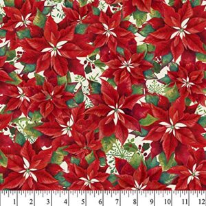 christmas poinsettias cotton fabric by the yard