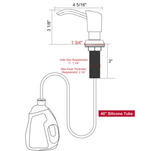 GAGALIFE Built in Counter Soap Dispenser (Brushed Nickel) for Kitchen Sink and Extension Tube Kit, Anti-Leakage Upgrade with 40" Tube No More Top Refill