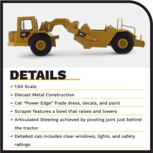 Diecast Masters 1:64 Caterpillar 611 Wheel-Tractor Scraper, Play & Collect Series Cat Trucks & Construction Equipment | 1:64 Scale Model Diecast Collectible Model 85695