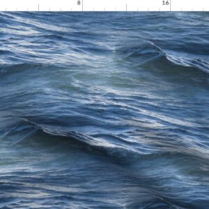 Spoonflower Fabric - Ocean Water Sea Waves Blue Nautical Aquatic Printed on Petal Signature Cotton Fabric Fat Quarter - Sewing Quilting Apparel Crafts Decor