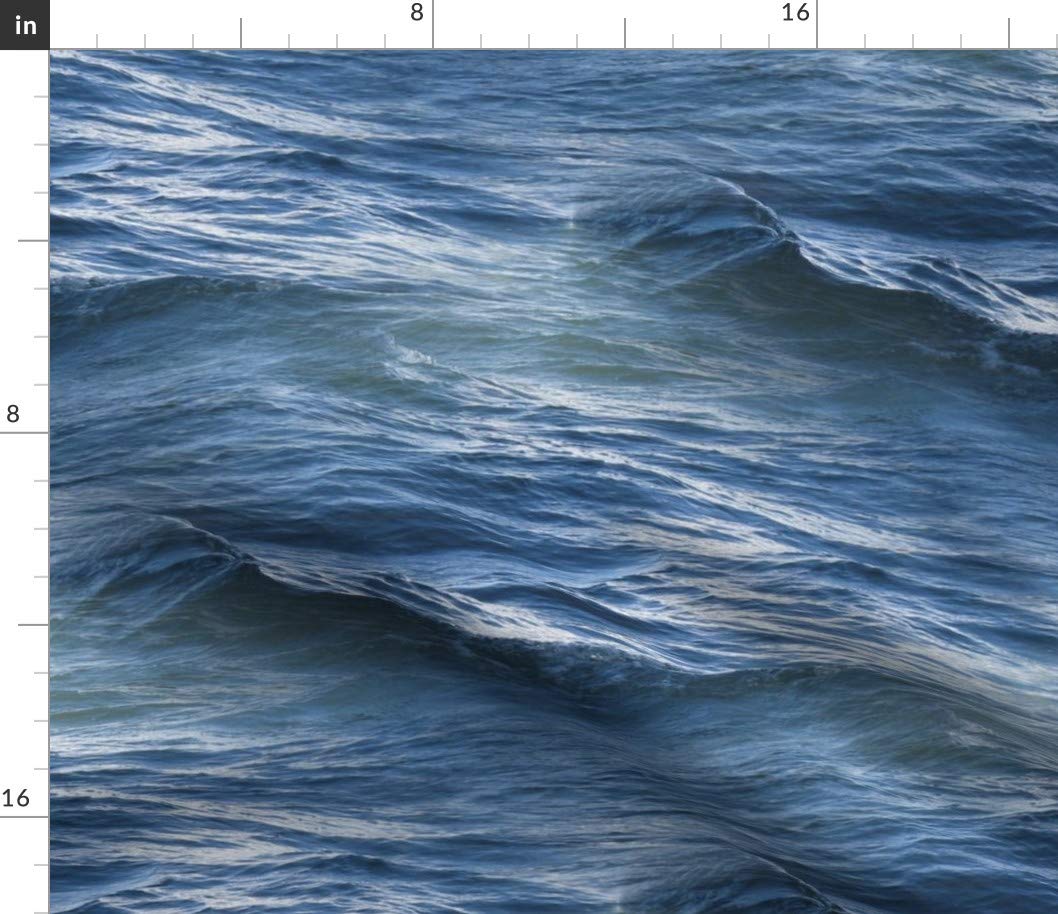 Spoonflower Fabric - Ocean Water Sea Waves Blue Nautical Aquatic Printed on Petal Signature Cotton Fabric Fat Quarter - Sewing Quilting Apparel Crafts Decor