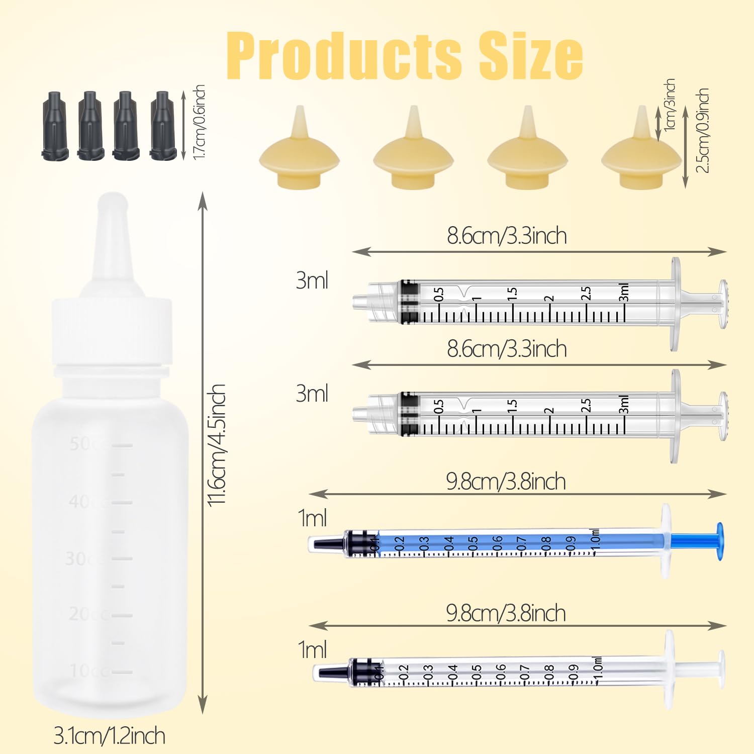 Xuanda Mini Pet Feeding Bottle and Syringes with Nipples for Small Cat Dog Animals (Model 4)